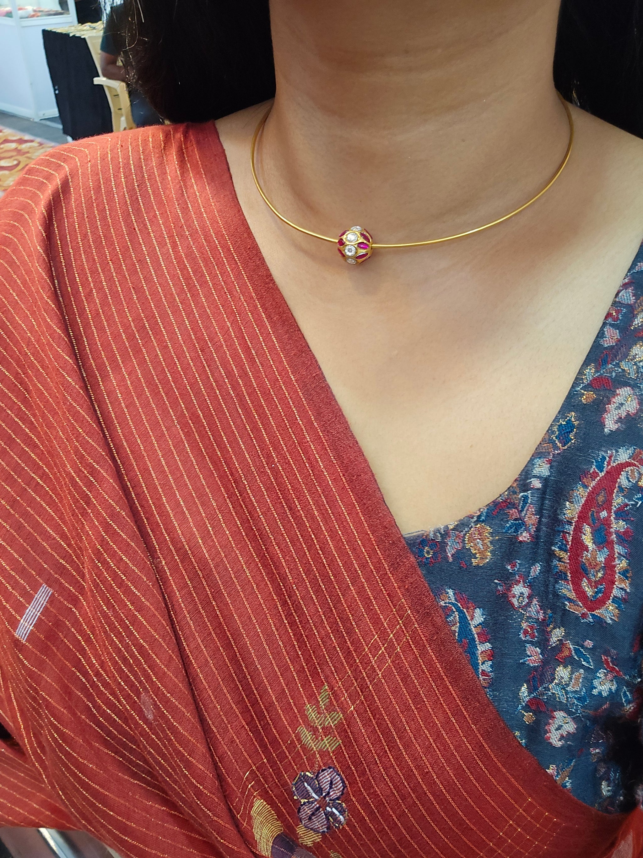 Bindu – 92.5 Silver Pendant with Red Stone Detail | Esma